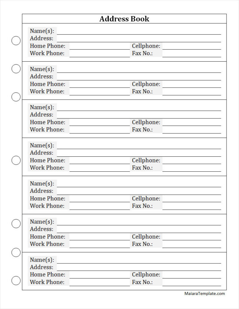 Free Printable Address Book Template