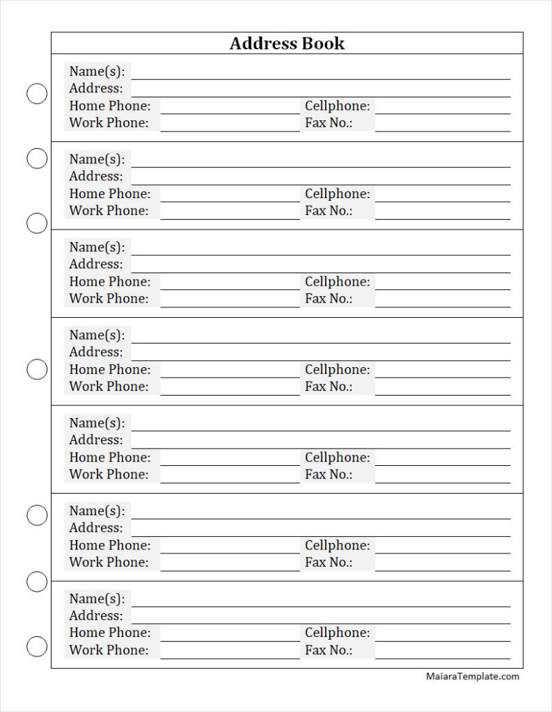 Free Printable Address Book Template