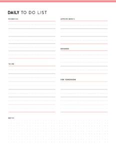 Free Printable Daily Task List Template