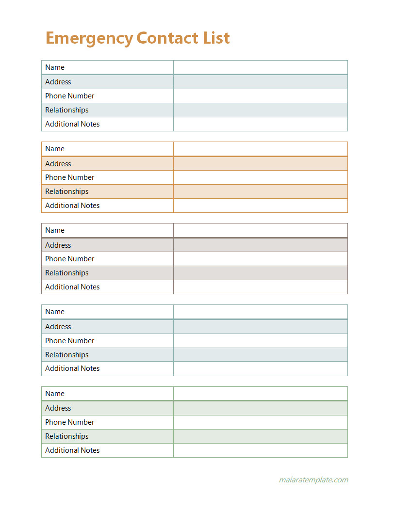 Emergency Call List Template Template Shoptangerineboutique