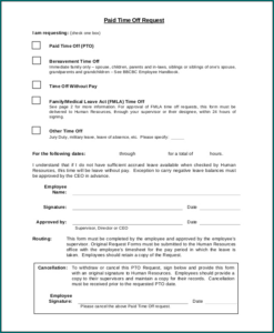 Printable Employee Time Off Request Form