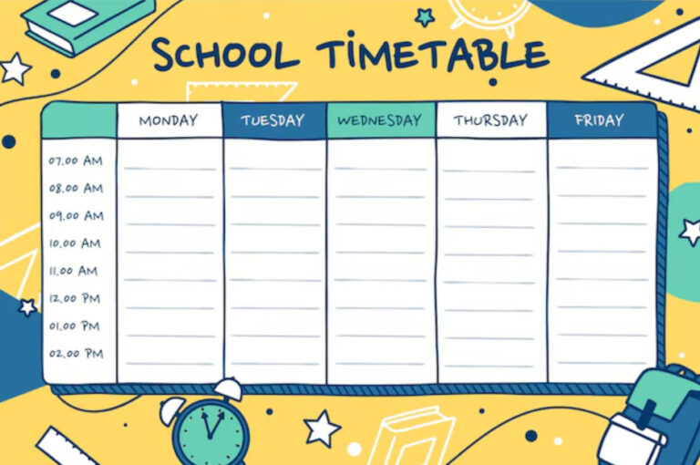 Free Printable School Timetable Template
