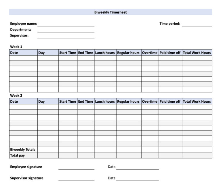 Semi-Monthly Timesheet Template (Excel)