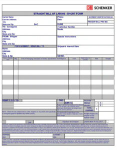 Printable Straight Bill of Lading Form