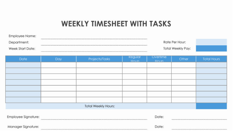 Timesheet Template With Job Description