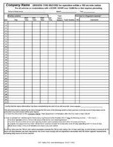 Printable Truck Driver Timesheet Template