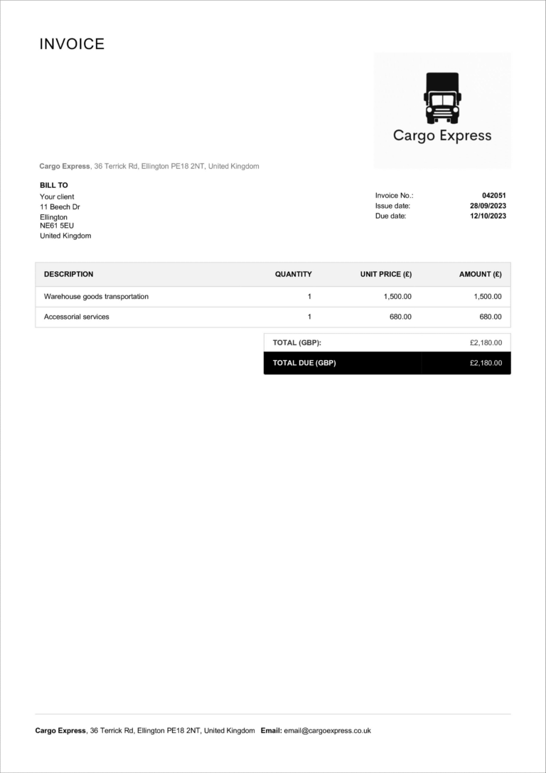 Free Printable Trucker Invoice Template