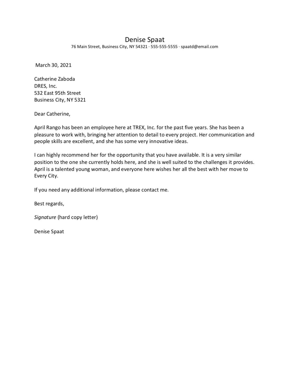 Work Reference Letter Template (Word)