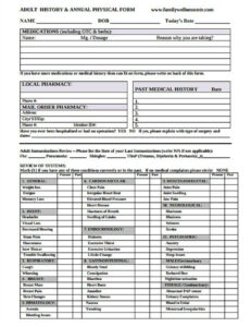 Printable Yearly Physical Examination Form