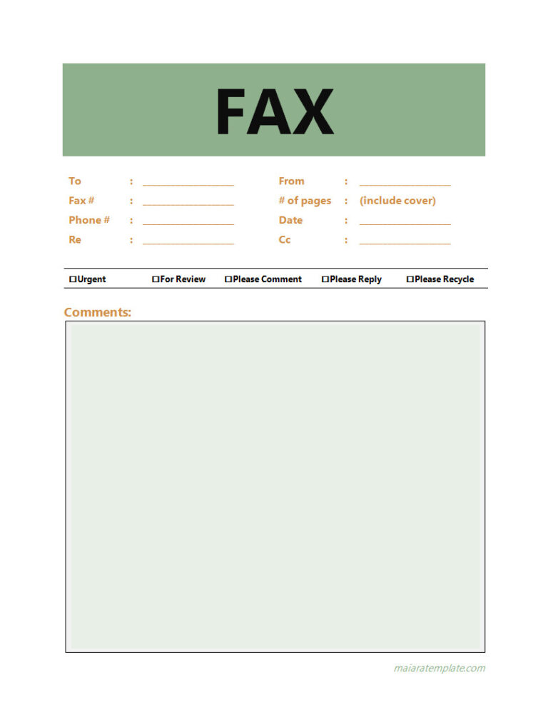 Free Printable Fax Cover Sheet Template
