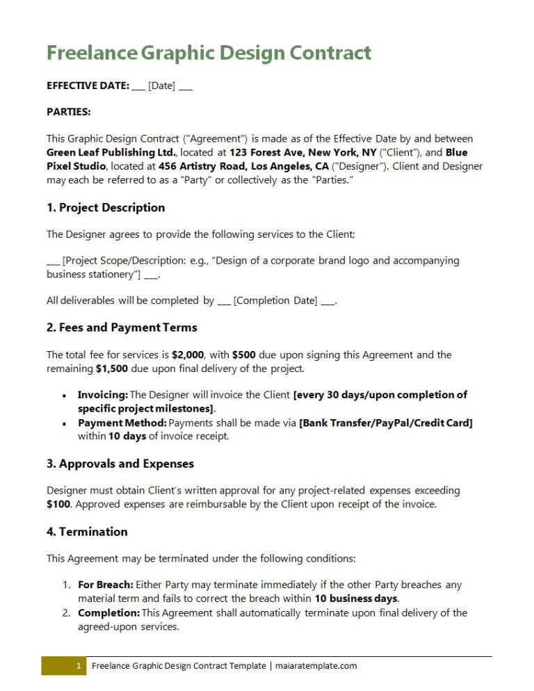 Freelance Graphic Design Contract Template