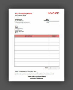 Free Printable Generic Invoice Template