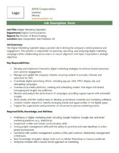 Free Editable Job Description Template (Word)