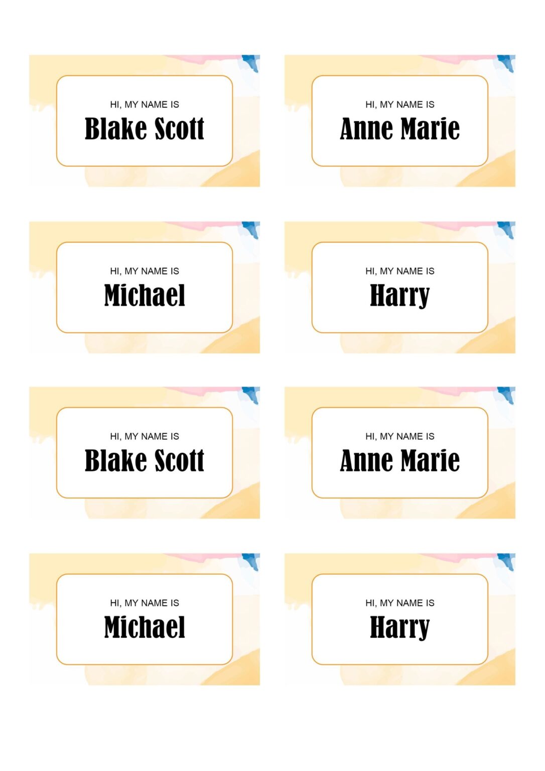 Free Editable Name Tag Template