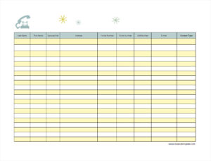 Free Printable Phone List Template
