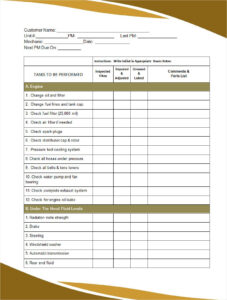 Preventive Maintenance Checklist Template
