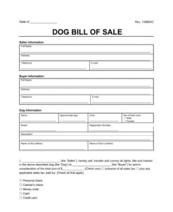 Customizable Dog Bill of Sale Template (Word)