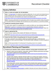 Free Printable Recruitment Checklist Template