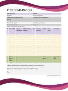 Free Printable Proforma Invoice Template