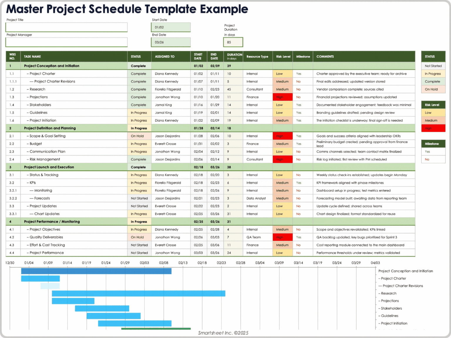 Editable Project Timetable Template