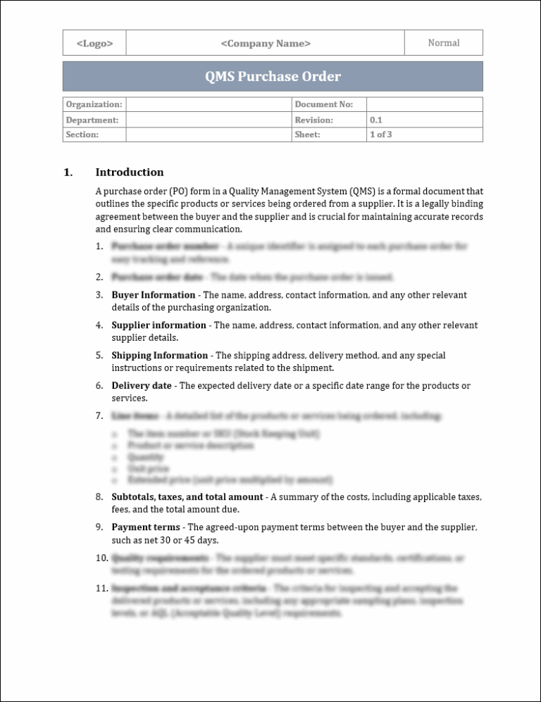 Free Printable Purchase Order Form