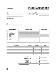 Free Printable Purchase Order Form
