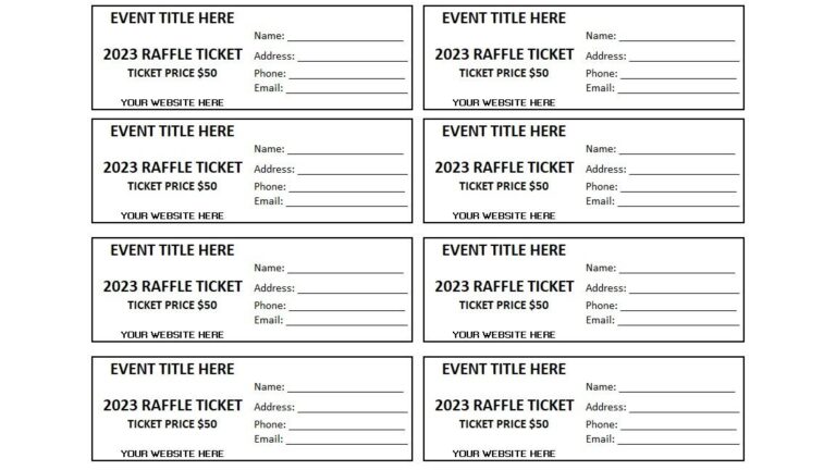 Editable Raffle Tickets Template (Word)