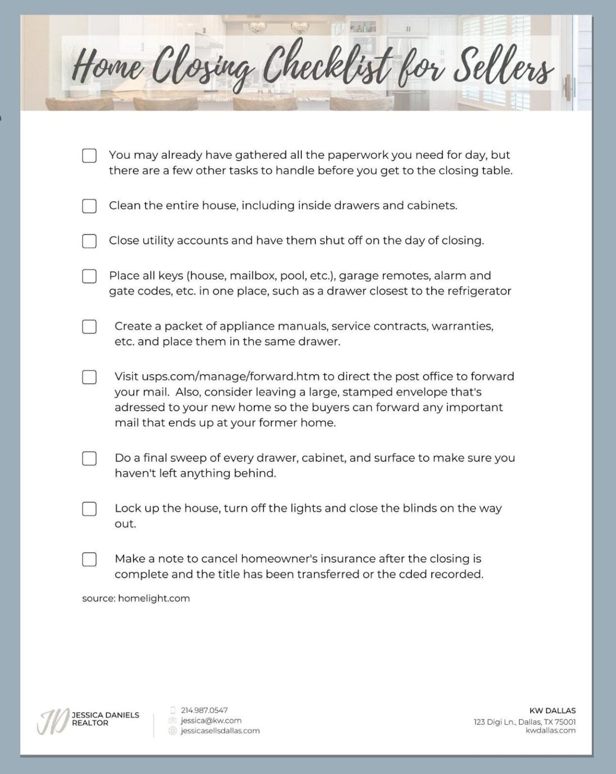 Real Estate Closing Checklist Template