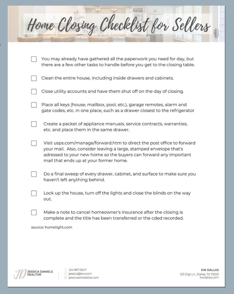 Real Estate Closing Checklist Template