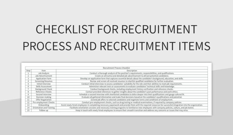 Free Printable Recruitment Checklist Template