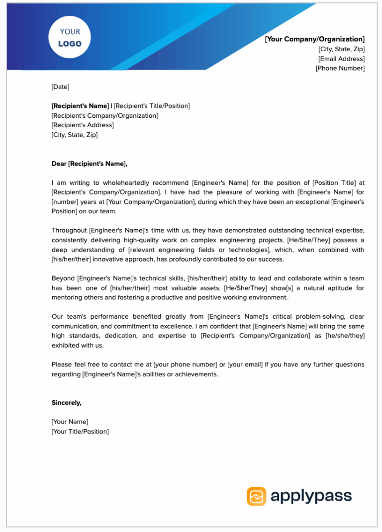 Reference Letter Template for an Employee