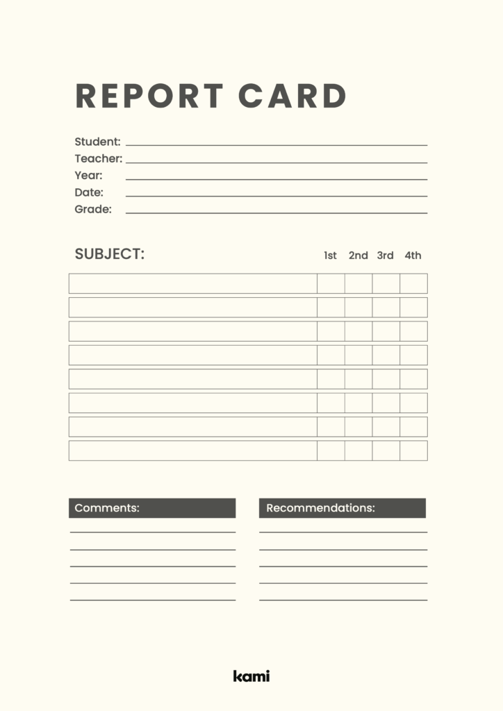 Customizable Report Card Template (Word)