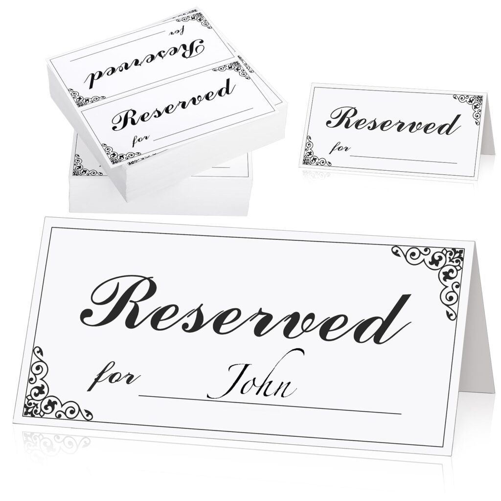 Printable Reserved Table Sign Template