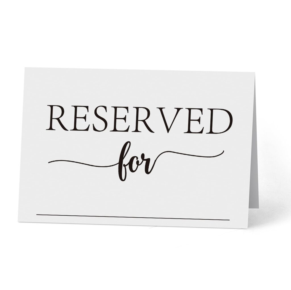 Printable Reserved Table Sign Template