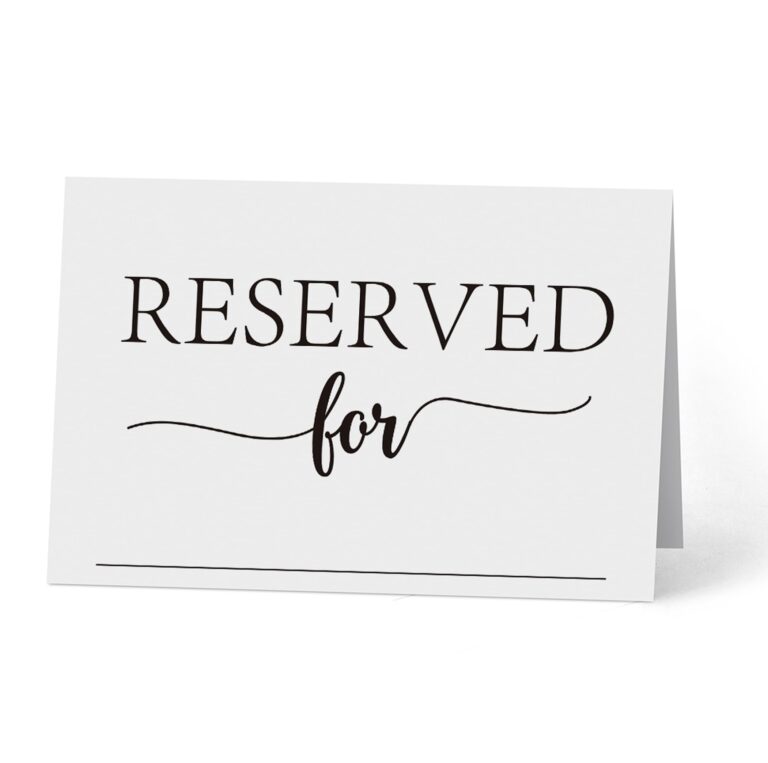 Printable Reserved Table Sign Template