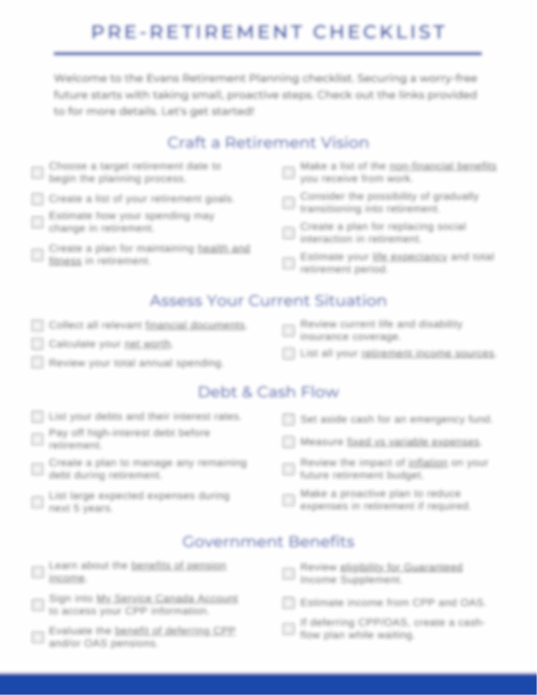 Free Printable Retirement Checklist Template