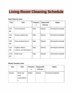 Printable Room Cleaning Checklist Template