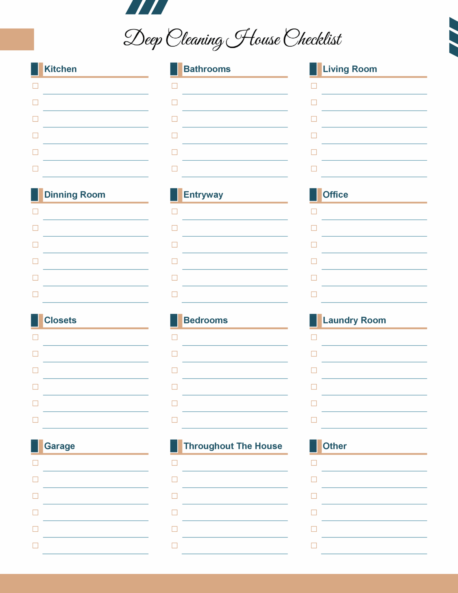 Printable Room Cleaning Checklist Template