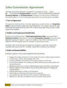 Sales Commission Agreement Template