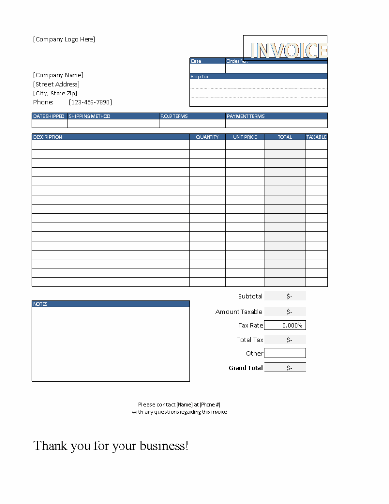 Free Printable Sales Invoice Template