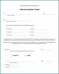 Printable Employee Time Off Request Form
