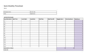 Semi-Monthly Timesheet Template (Excel)