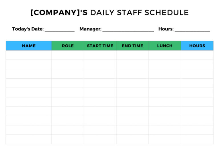 Free Editable Staff Schedule Template (Excel)