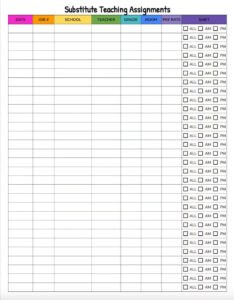 Substitute Teacher Checklist Template