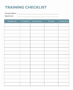 Free Printable Training Checklist Template