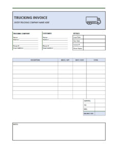 Free Printable Trucker Invoice Template