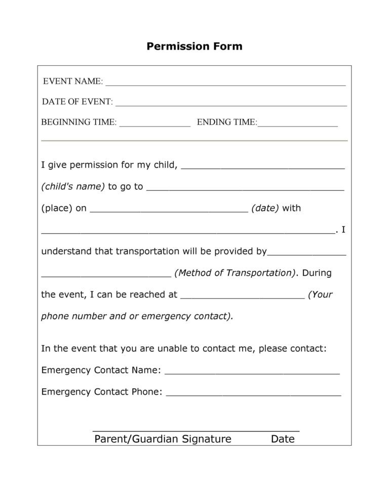 School Permission Slip Template (Word)