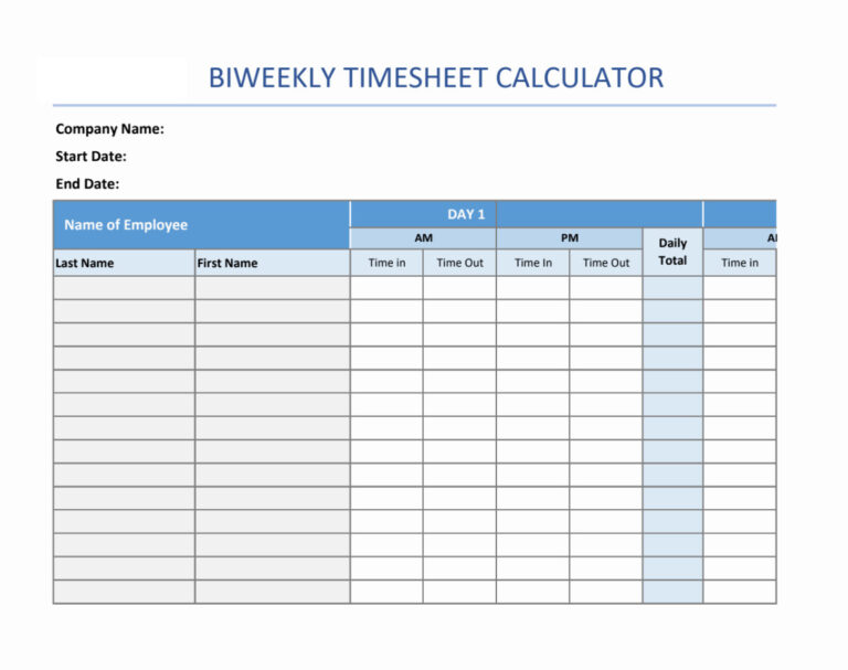 Semi-Monthly Timesheet Template (Excel)