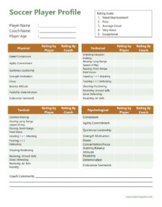 Printable Soccer Player Profile Template
