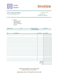 Free Printable Standard Invoice Template